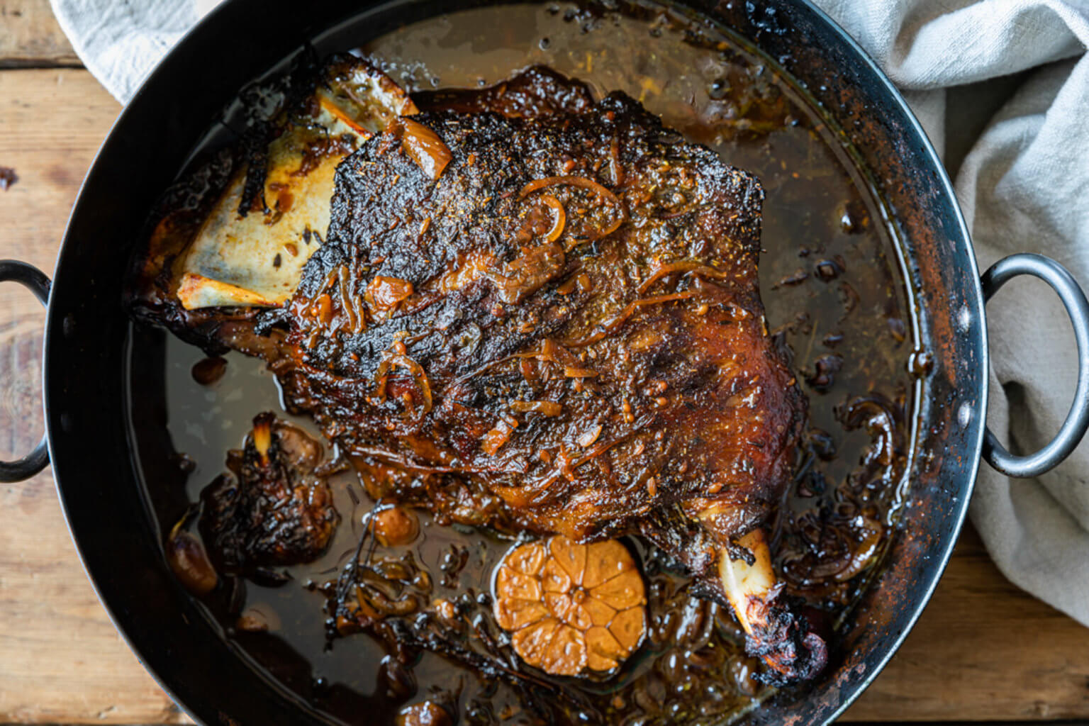 Slow-Roasted Mutton Shoulder Recipe With Bitter Herbs & Honey Glaze