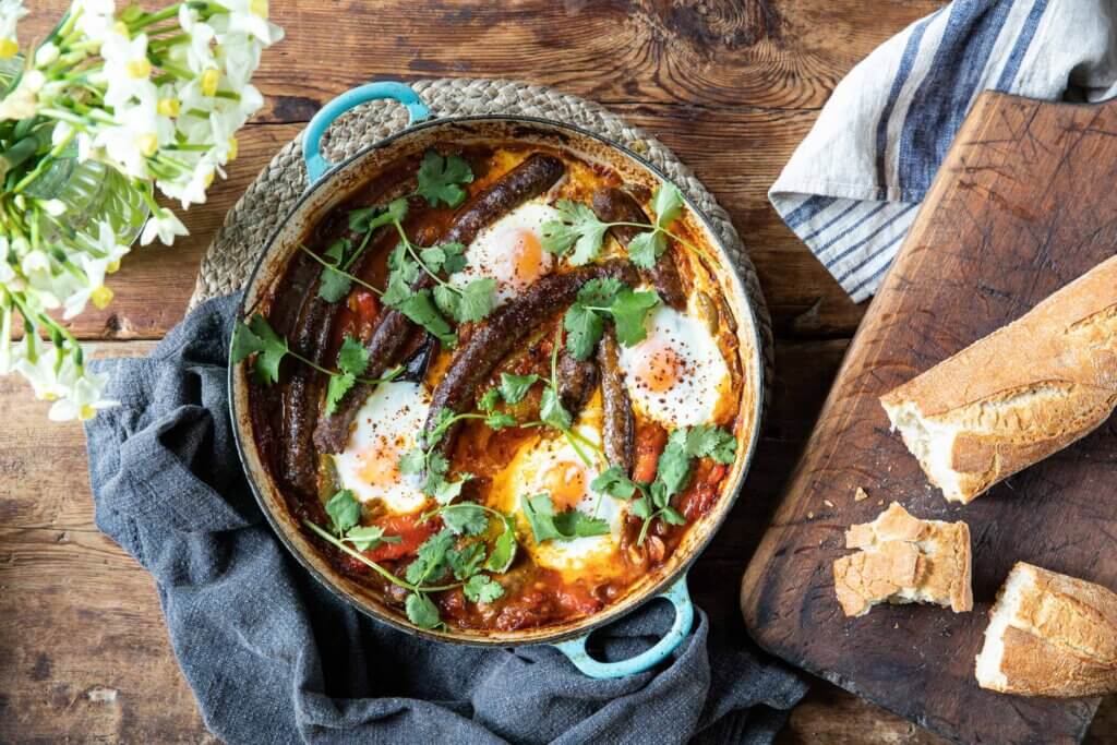 Delicious Shakshuka Recipe With Lamb Merguez Sausages