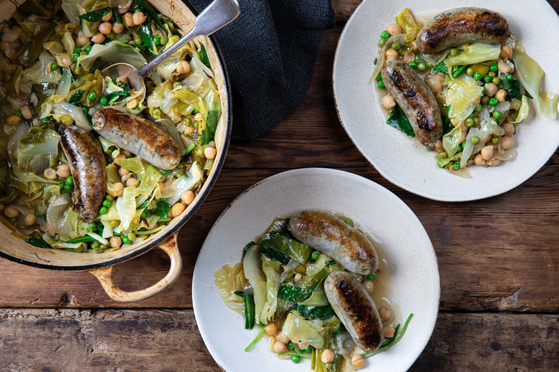 Wild Garlic Sausages With Chickpeas & Leeks Recipe | Swaledale