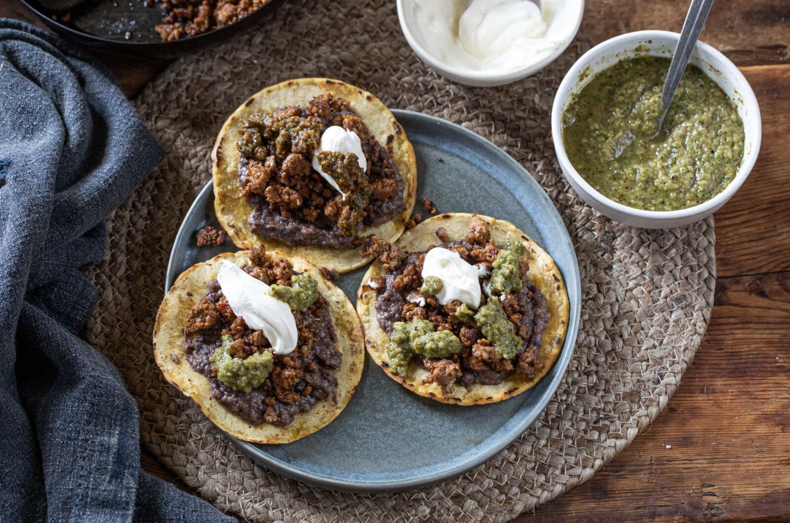 Black Bean & Chorizo Tostada, Roasted Tomato Salsa Recipe